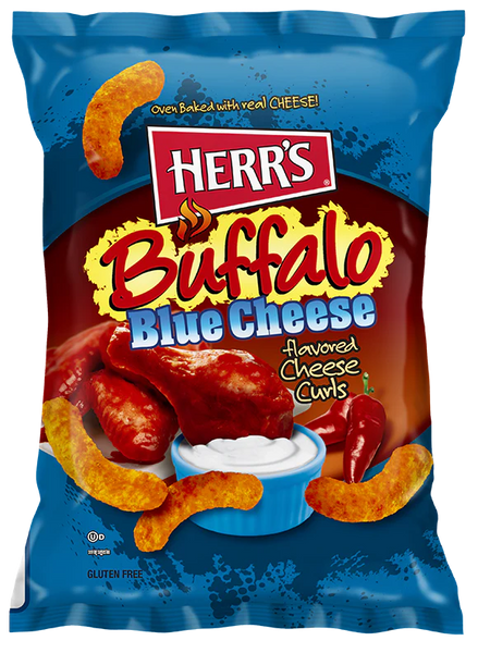 12 Pack x Herr's Buffalo Blue Cheese Flavoured Cheese Curls 170g ...