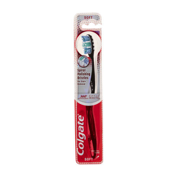2 Pack x Colgate 360⁰ Advanced Optic White Manual Toothbrush - Soft ...