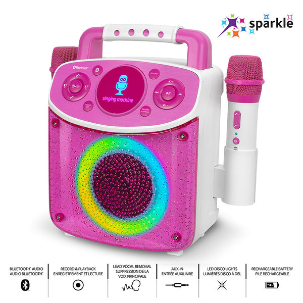 Singing Machine Mini Sparkle Bluetooth Karaoke Speaker - Pink – Smooth ...