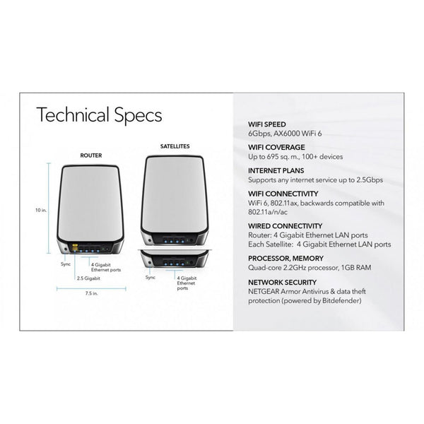 Netgear Orbi AX6000 Whole Home Mesh WiFi6 System - 3-Pack(RB853 ...