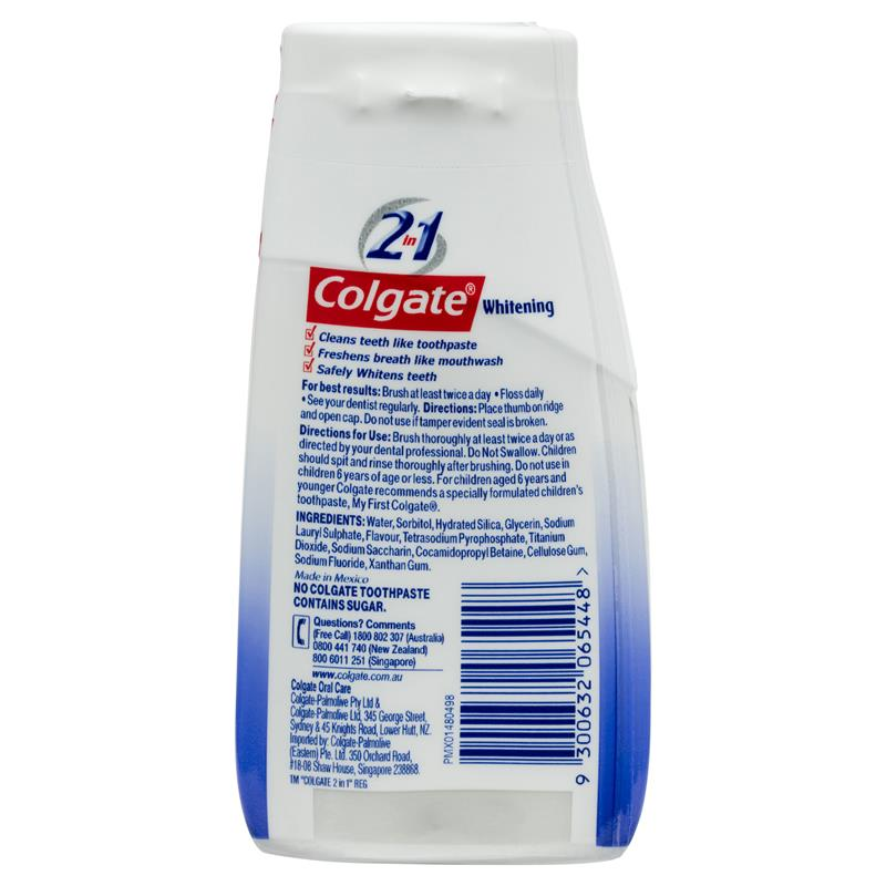 Colgate 2-in-1 Toothpaste & Mouthwash Whitening Liquid gel (130g ...