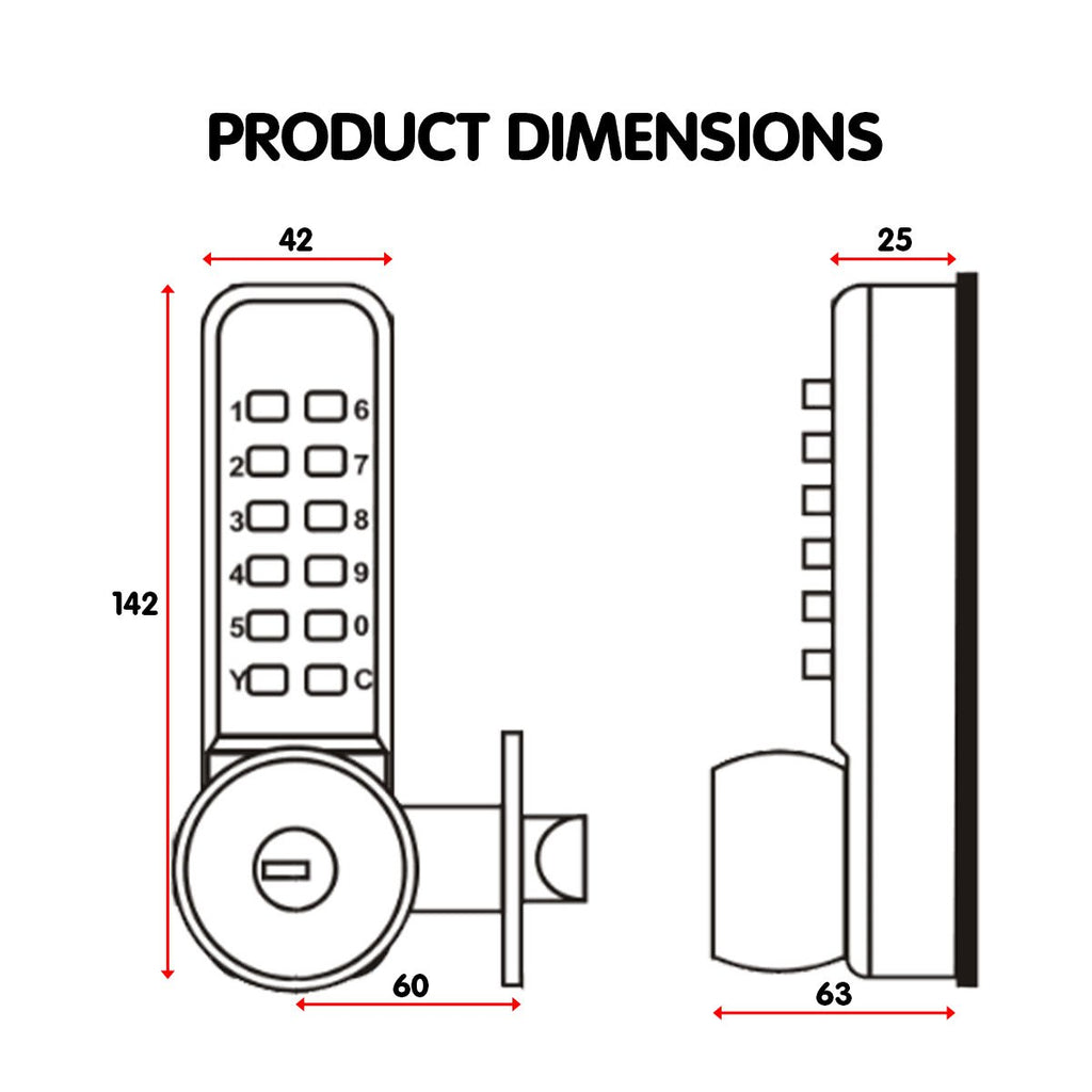 Push Button Digital Mechanical Combination Security Door Lock Chrome ...