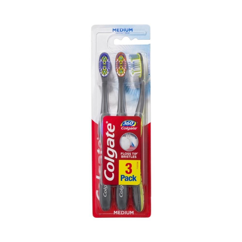Colgate 360° Floss Tip Bristles Toothbrush - Medium - 3 Pack – Smooth Sales