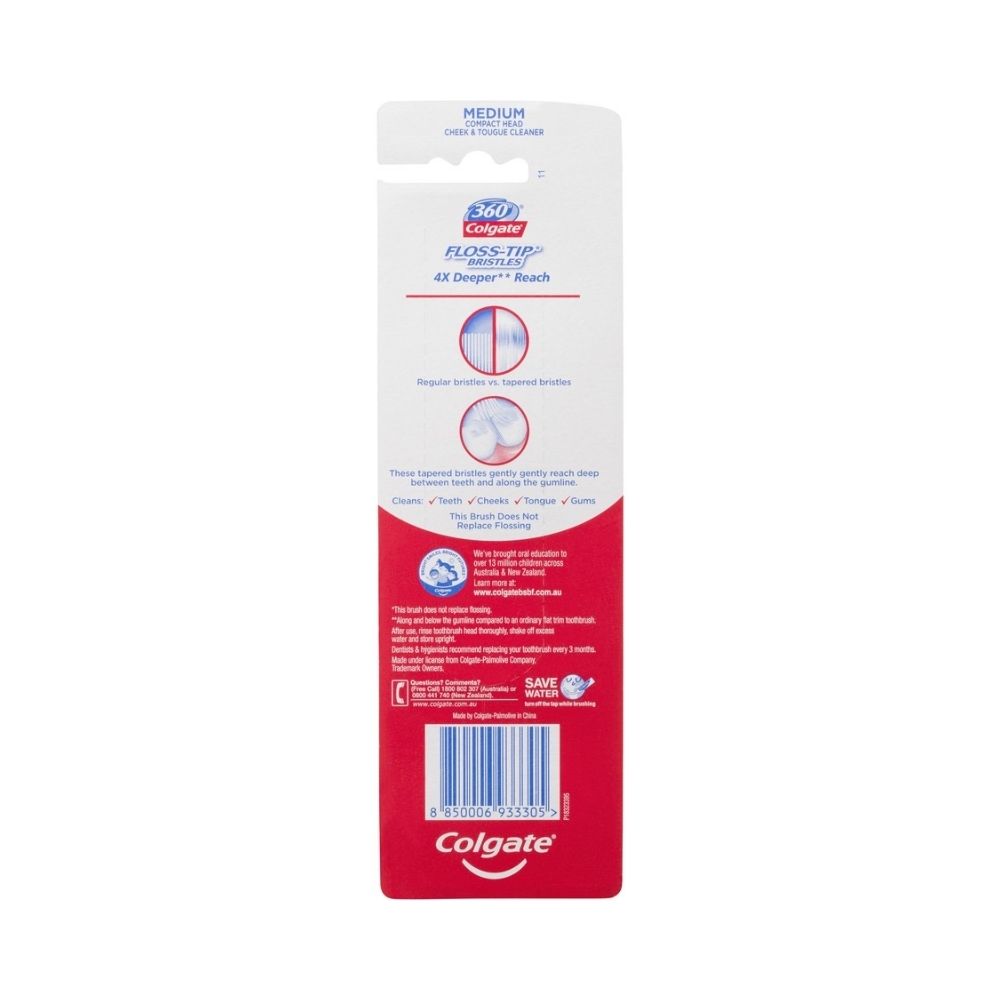Colgate 360° Floss Tip Bristles Toothbrush - Medium - 3 Pack – Smooth Sales