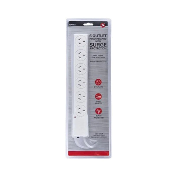 6 Outlet Powerboard with Surge Protection – Smooth Sales