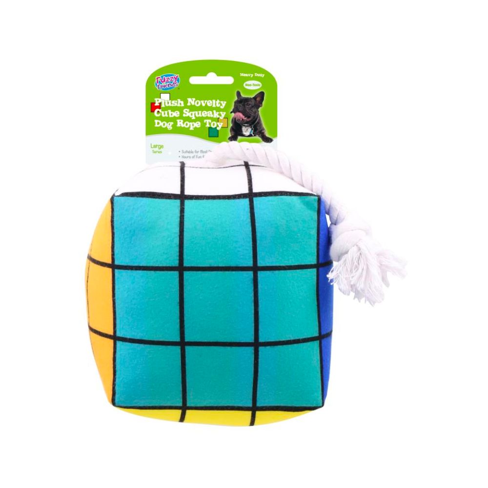 Plush Novelty Cube Squeaky Dog Rope Toy – Smooth Sales