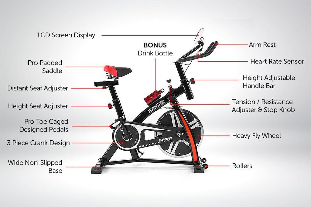 Powertrain Home Gym Flywheel Exercise Spin Bike - Black – Smooth Sales