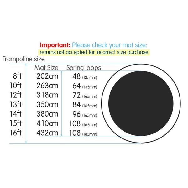 New 16ft Replacement Trampoline Mat Jumping Round Outdoor Spring Loops ...