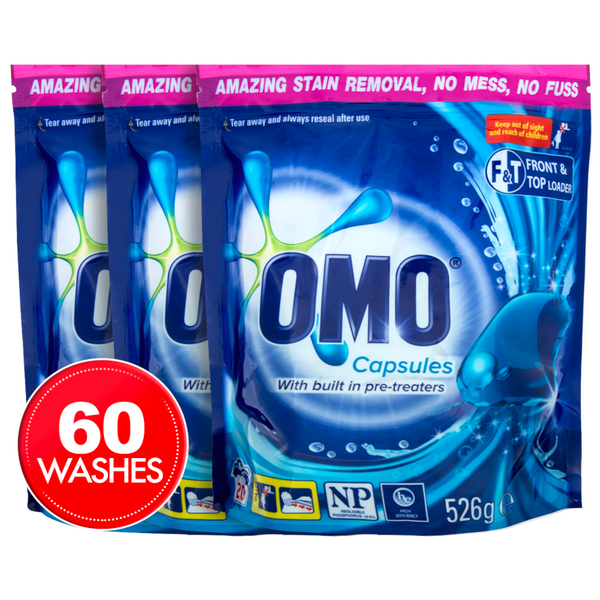 3 x 20pk OMO Laundry Capsules Front & Top Loader – Smooth Sales