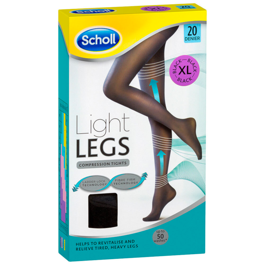 Scholl Light Legs 20 Denier Compression Tights Black Smooth Sales